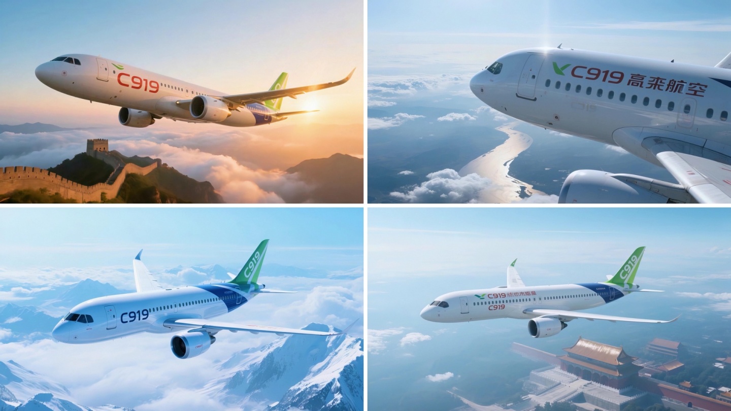 C919飞机_视频素材下载